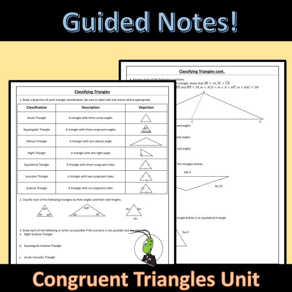 Classifying Triangles Geometry Guided Notes Congruent Triangles Unit ...