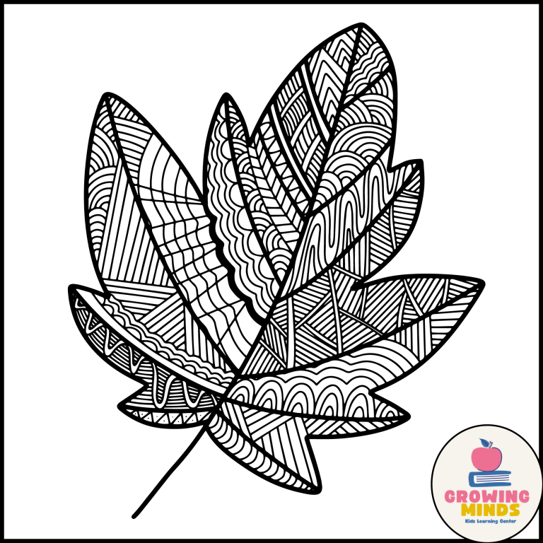 Fall Maple Zentangle Coloring page - Fall Coloring Art Project Activity ...