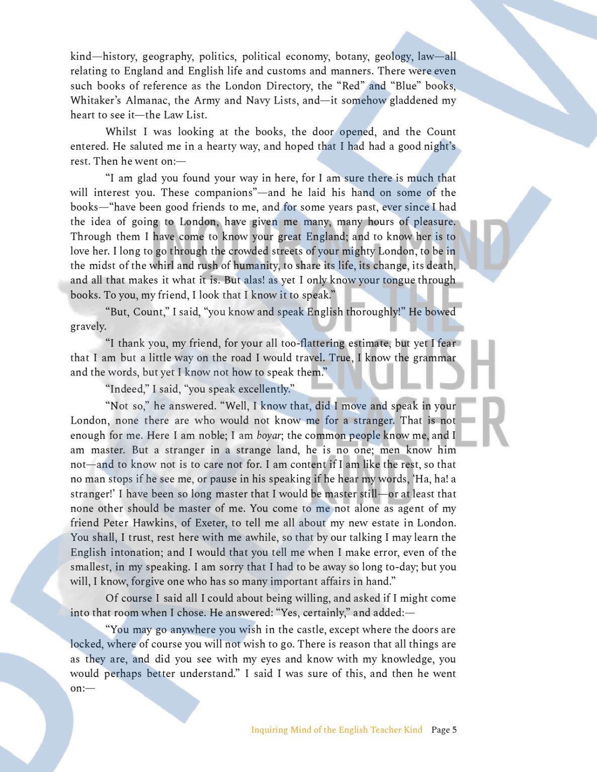 Dracula Chapter 2 Close Reading Analysis Worksheet and Answer Key ...