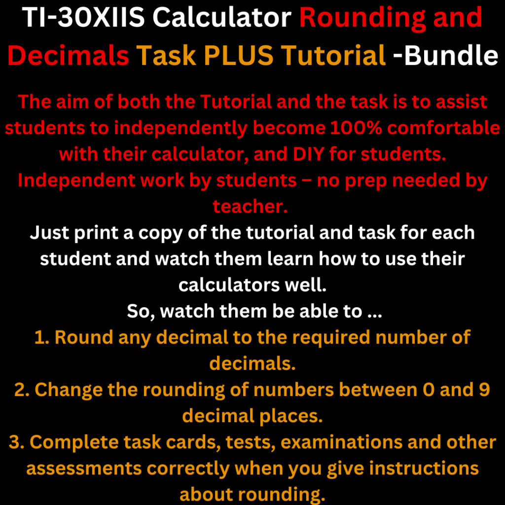 Calculator Bundle TI-30XIIS Calculator Rounding and Decimals TASK and ...