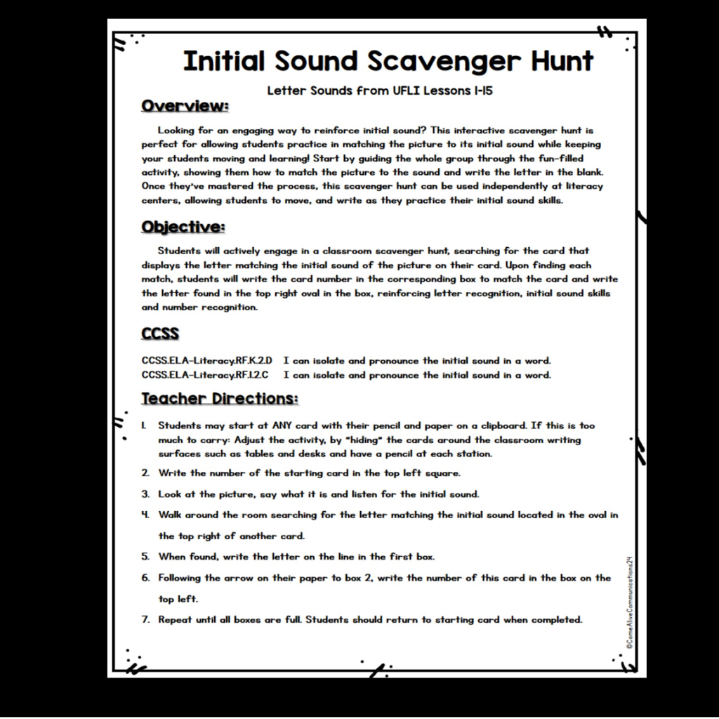 Initial Sound Scavenger Hunt: Engaging Phonics Activity for Letter and ...