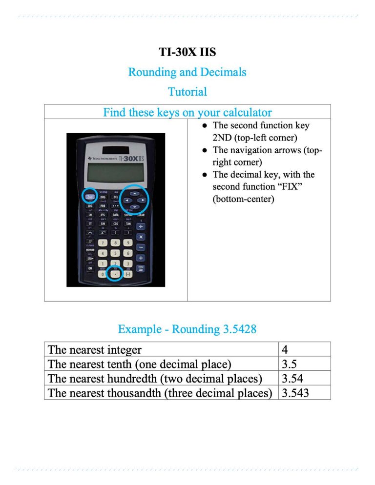 Calculator Bundle TI-30XIIS Calculator Rounding and Decimals TASK and ...