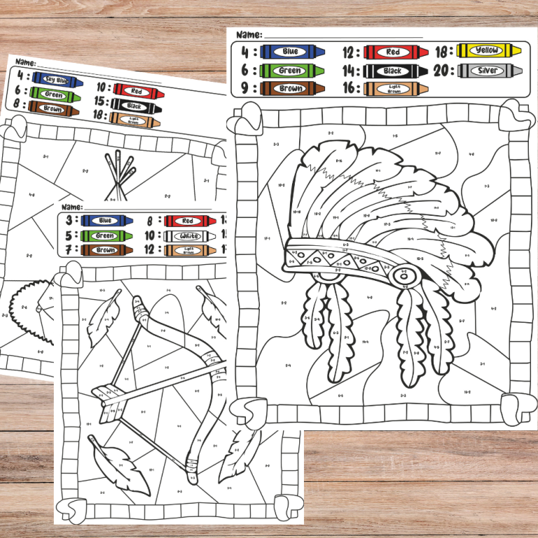 Native American Heritage Month Color by Code Addition Activity - Made ...