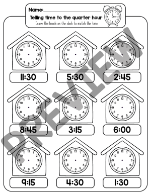 Telling Time To the Quarter Hour Worksheets And Activities - Made By ...