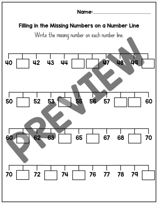 Missing Numbers on a Number Line Worksheets | Counting to 120 | Made By ...