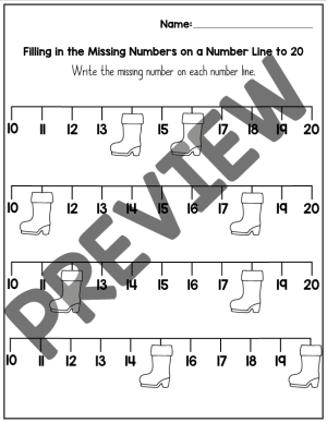 Missing Numbers on a Number Line Fall Worksheets | Counting to 10 and ...