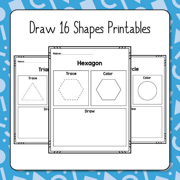 2D Shapes Tracing and Drawing Worksheets for Preschool, Pre-K, and ...