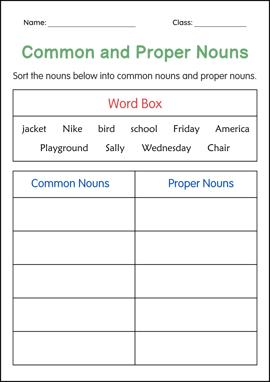 2nd Grade Common and Proper Nouns Grammar Activities Worksheets - Made ...