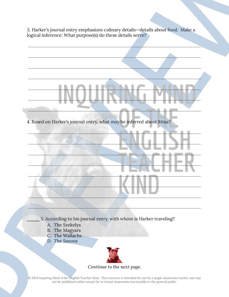 Dracula by Bram Stoker Close Reading Analysis Worksheets Bundle with ...