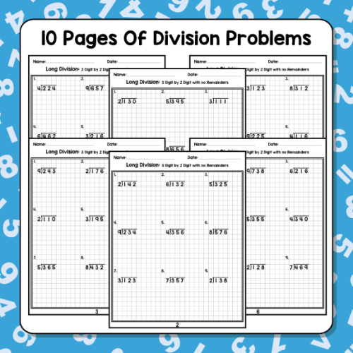 Long Division 3 Digit by 1 Digit Graph Paper without Remainders ...