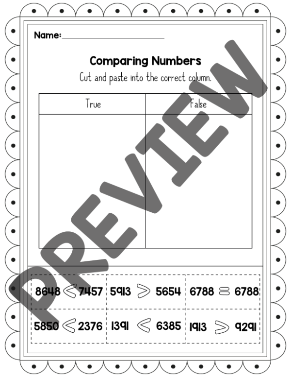Comparing 4 Digit Numbers | Greater Than Less Than & Equal To ...