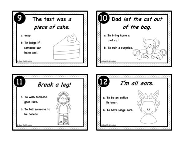 IDIOMS and their MEANINGS Task Cards and Power Point Slides | Made By ...
