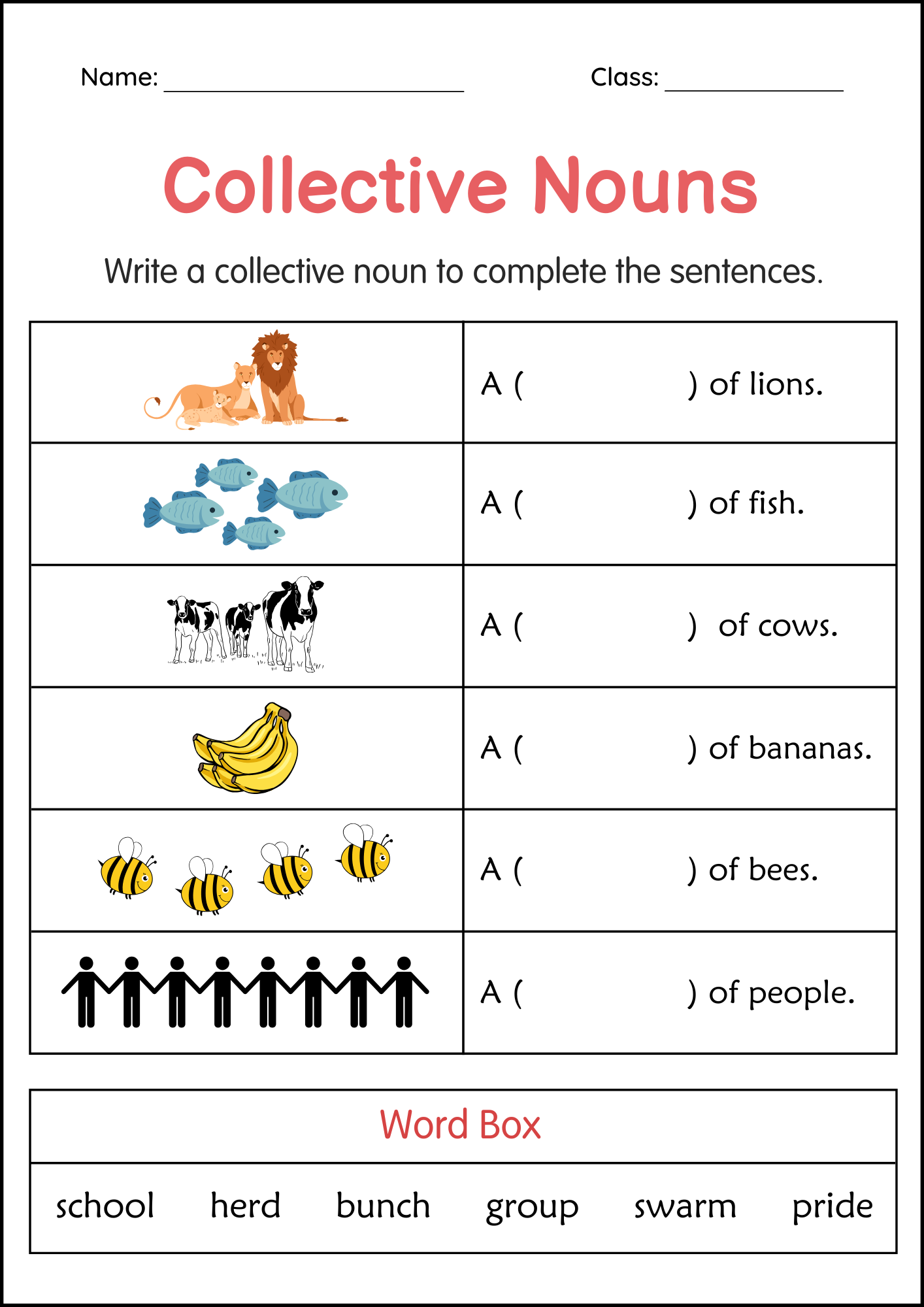 2nd grade Collective Nouns Grammar Practice Activities Worksheets ...