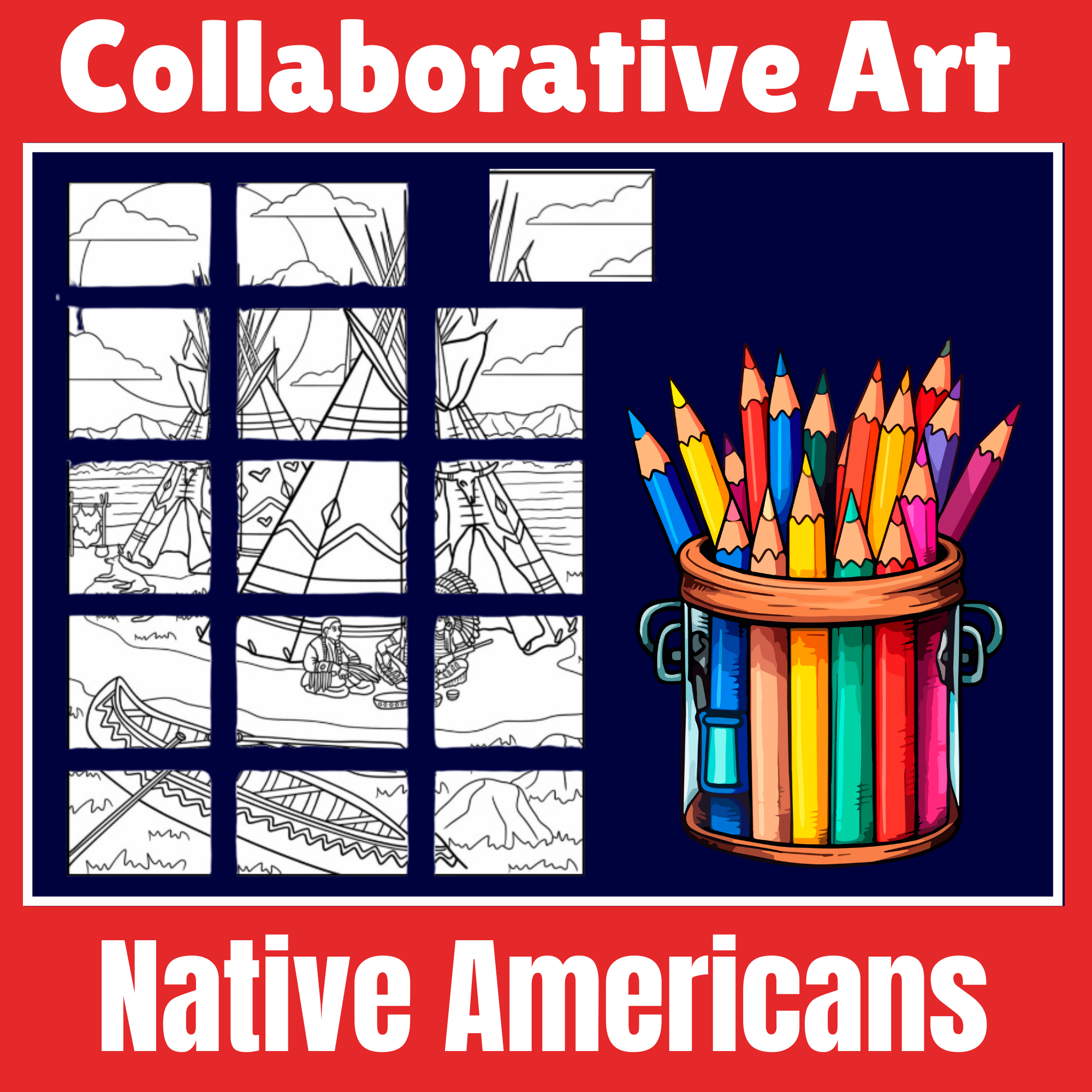 Native American Heritage Month Collaborative Art Coloring Poster | Made ...