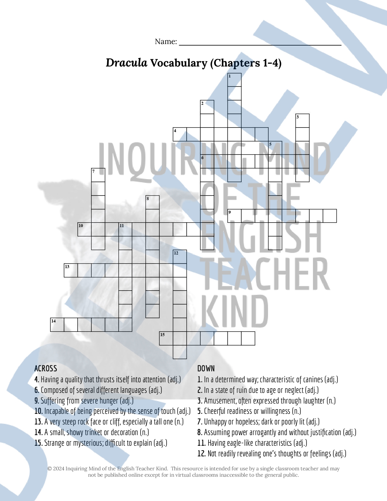 Dracula Chapters 1-4 Quiz, Close Reading Worksheets, and Vocabulary ...
