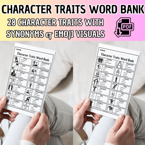 28 Character Traits with Synonyms & Emoji Visuals | Perfect for ELL ...