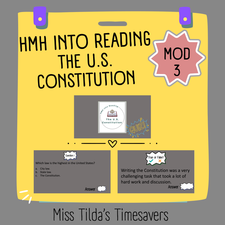 The U.S. Constitution Quiz - Grade 3 HMH into Reading - Made By Teachers