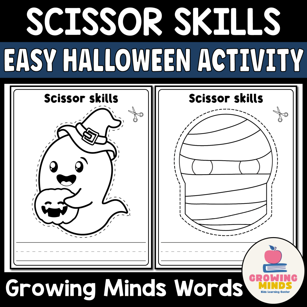 Easy Halloween Scissor Skills Cutting Practice and writing Activity ...