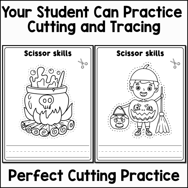 Halloween Scissor Skills Cutting Practice and writing Activity ...