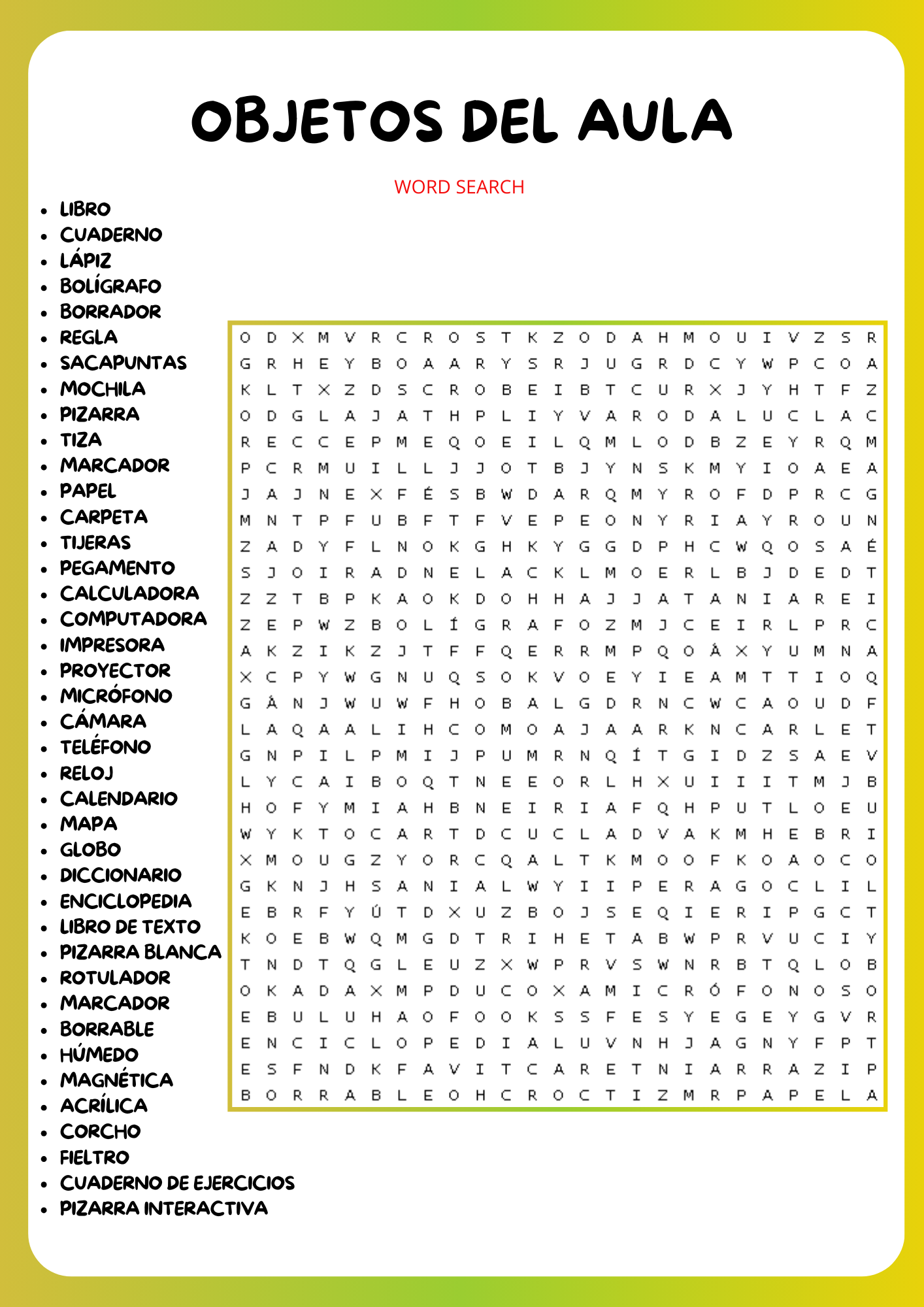 Classroom Word Search Puzzle – Back to School Activity | Made By Teachers
