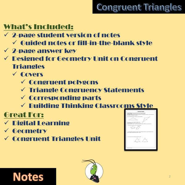 Congruent Triangles Geometry Guided Notes Congruent Triangles Unit ...