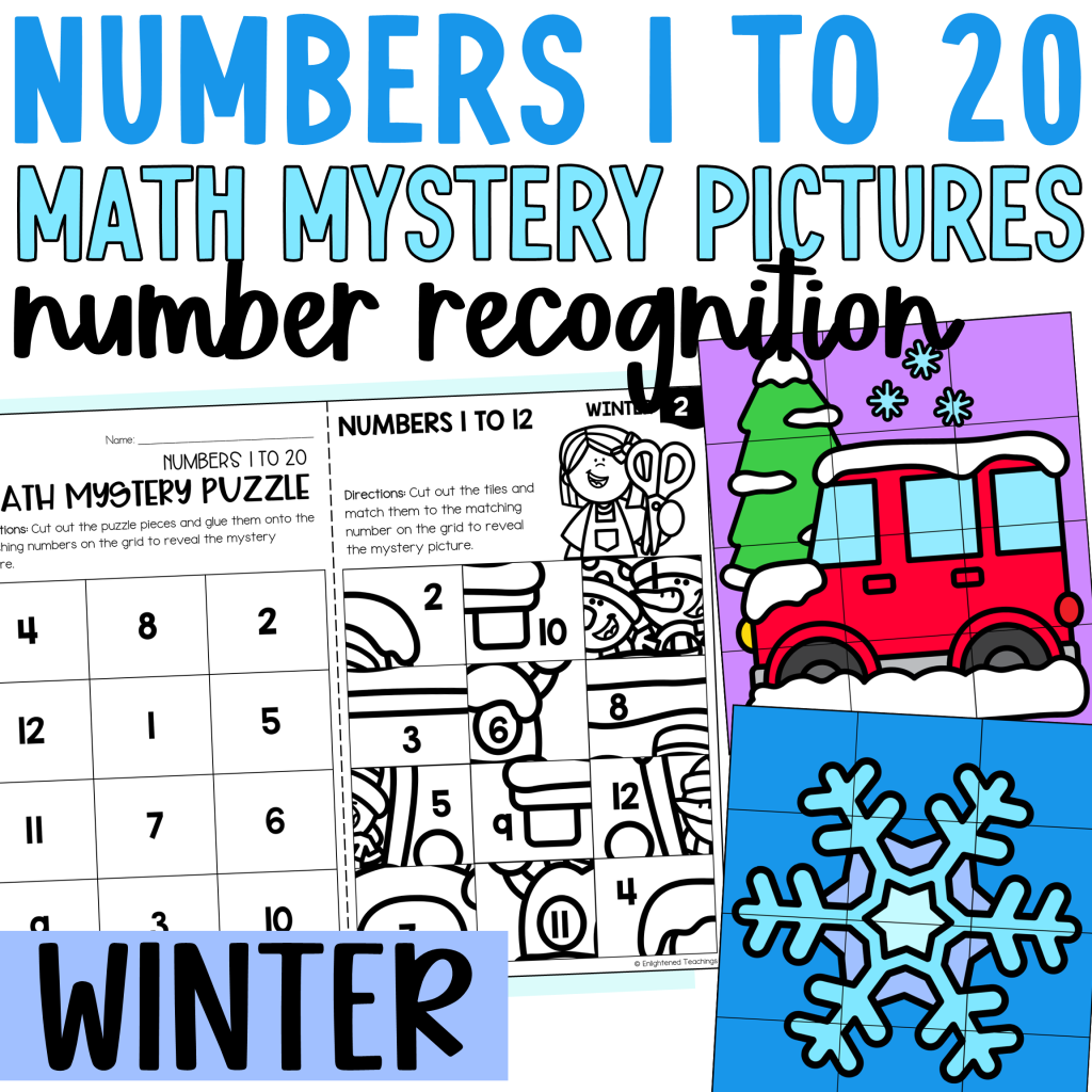 Winter Numbers to 20 Worksheets Math Mystery Puzzles Winter Number ...