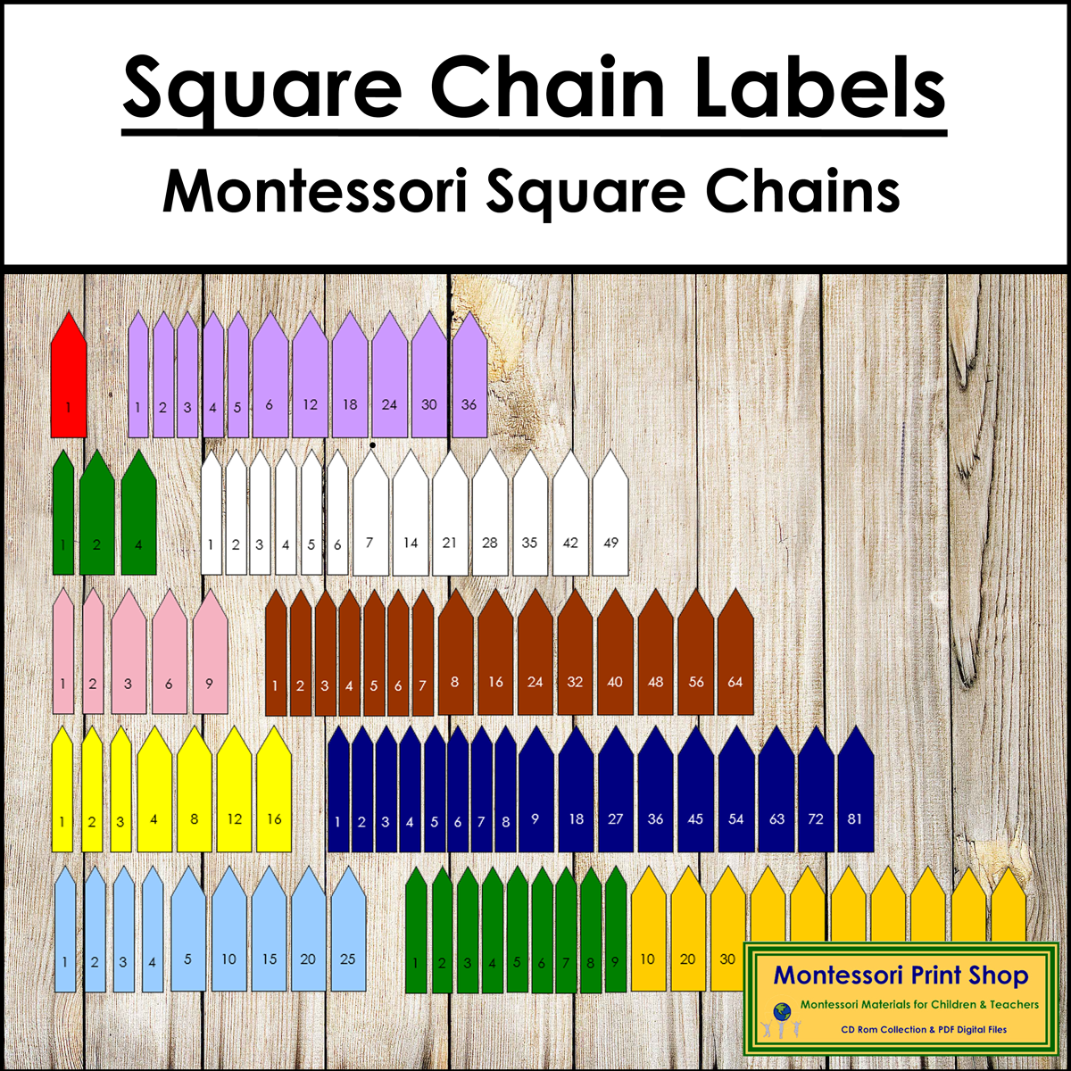 Montessori Square Chain Labels | Made By Teachers