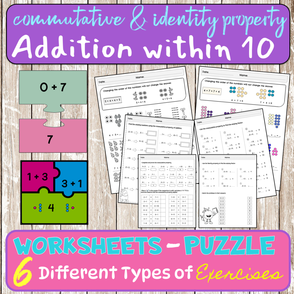 Commutative and Identity Property of Addition Worksheet & Puzzle ...