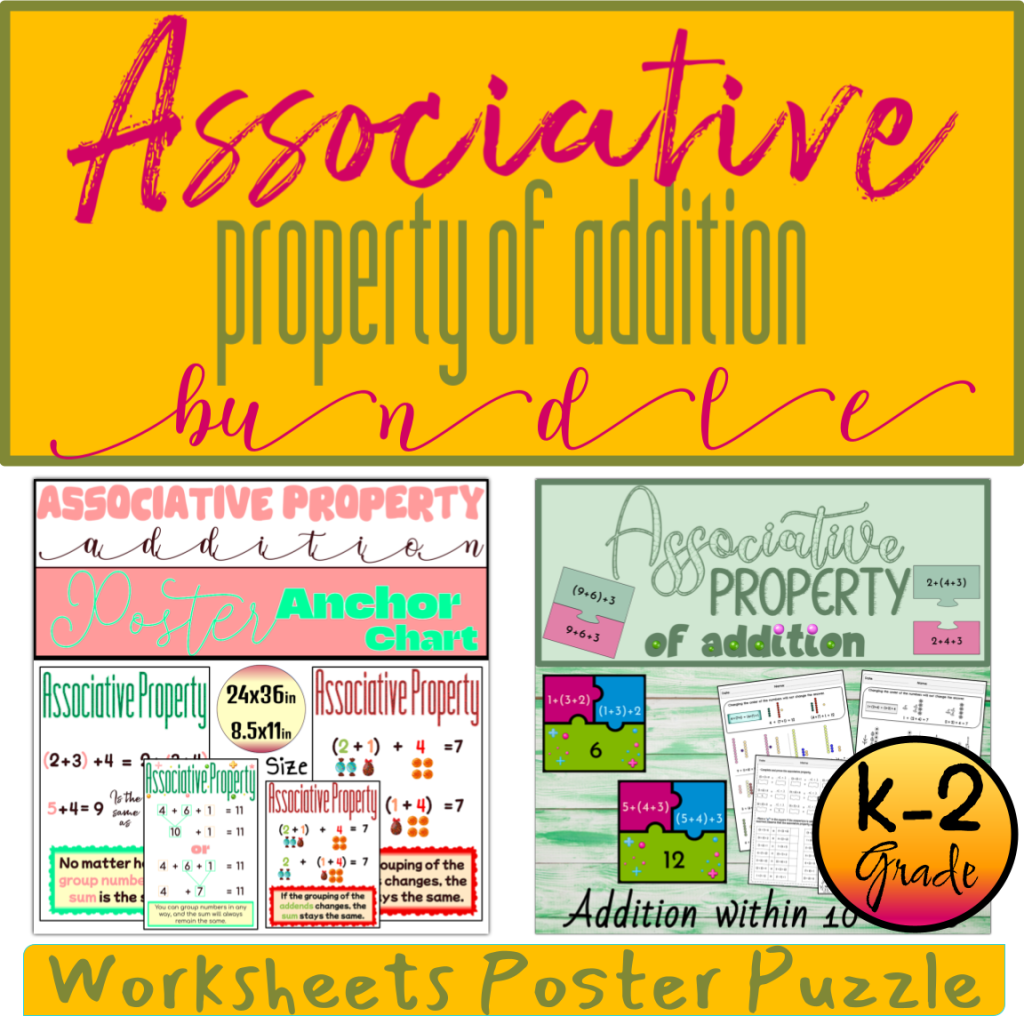 Associative Property of Addition Worksheet, Puzzle, Posters & Anchor ...