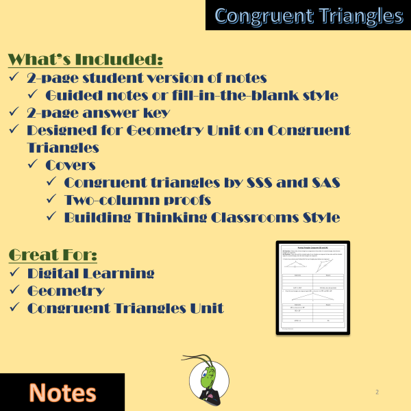 Triangles Congruent SSS SAS Geometry Guided Notes Congruent Triangles ...
