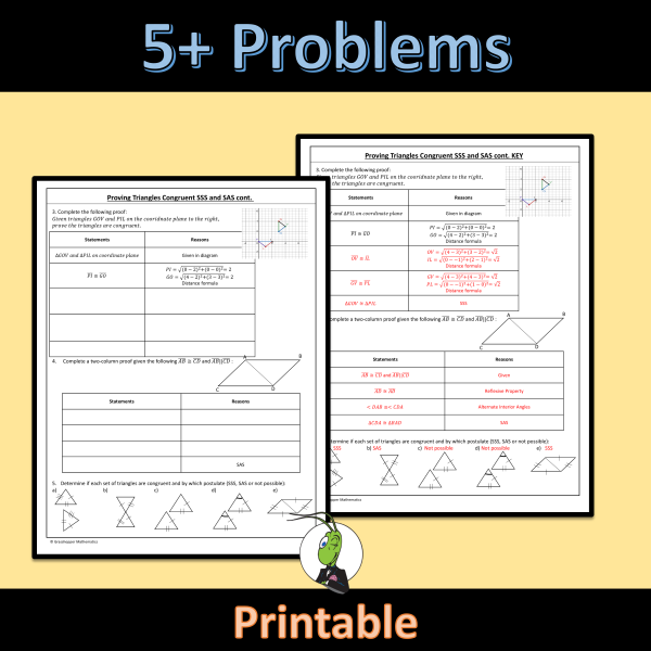 Triangles Congruent SSS SAS Geometry Guided Notes Congruent Triangles ...