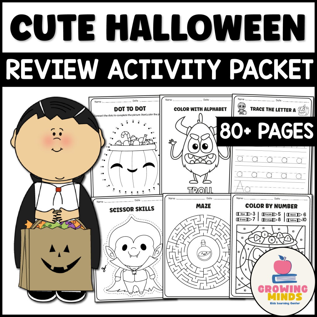 Cute Halloween Review & Fun Activity Packet - October Readiness ...