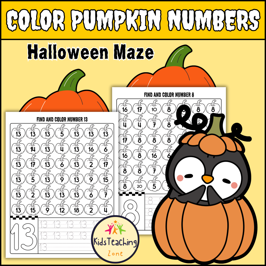 Color Pumpkin Numbers: Halloween Numbers Maze Activity | Made By Teachers