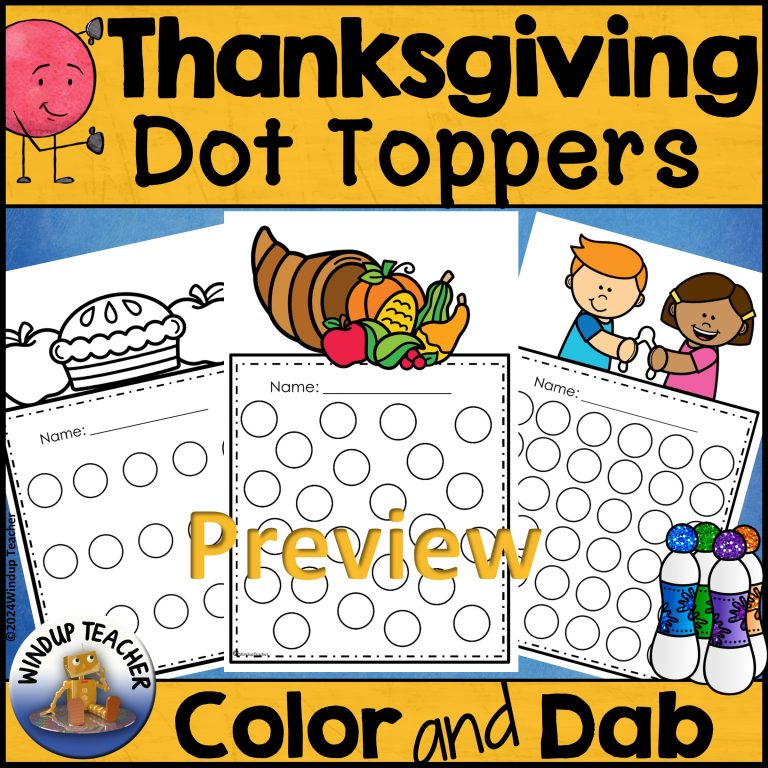 Thanksgiving Do-A-Dot Marker Color & Dot Dauber Activity or Sticker ...