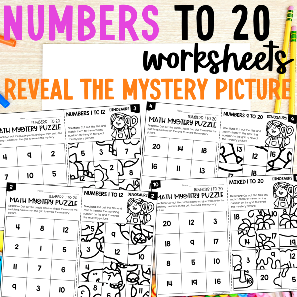 Dinosaur Numbers to 20 Worksheets Mystery Puzzles Dinosaur Number ...