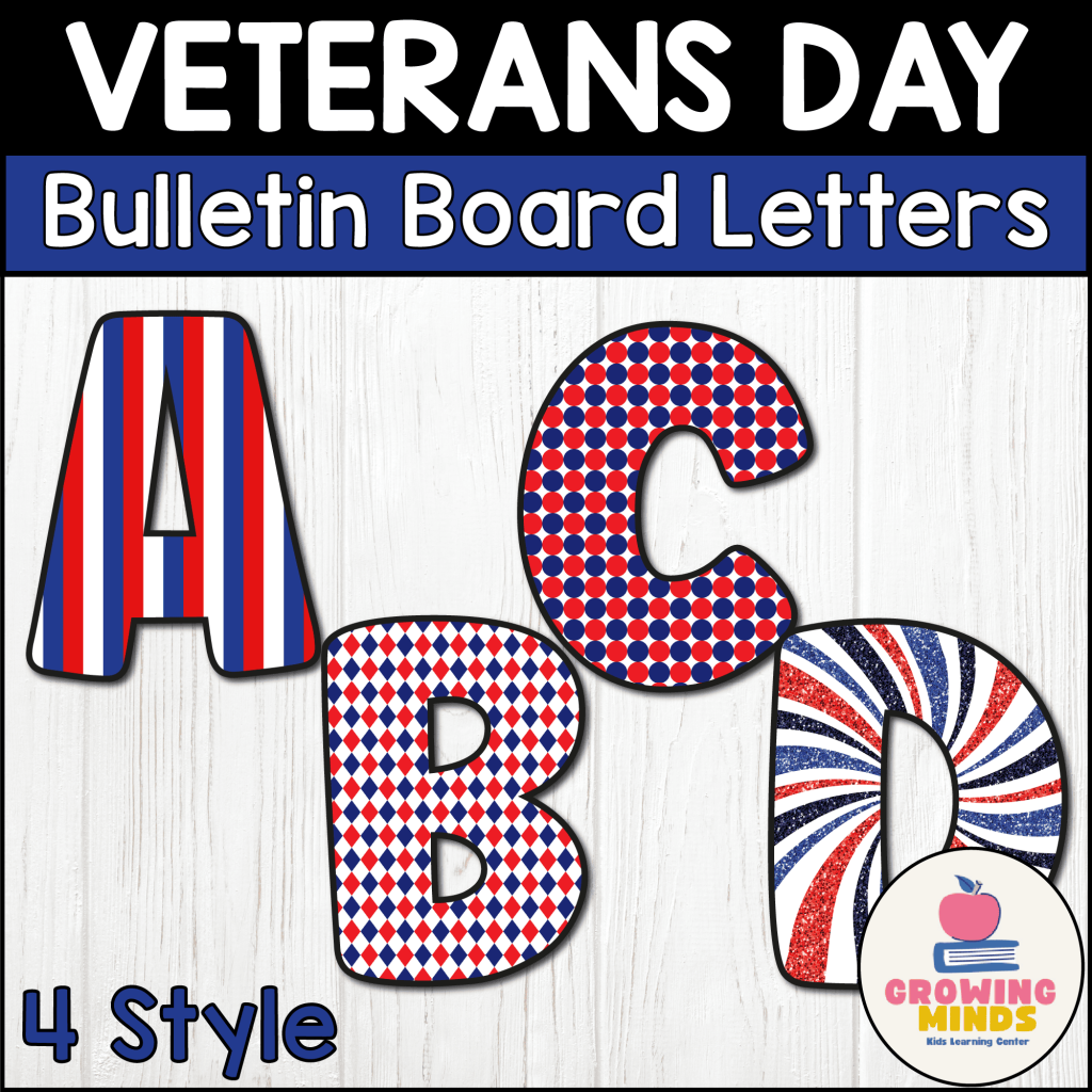 Veterans Day Bulletin Board letters - Patriotic Classroom Decor Set ...