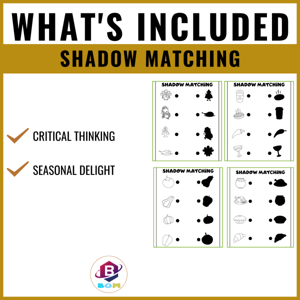 Shadow Matching Shape Thanksgiving Activities Worksheets | Made By Teachers