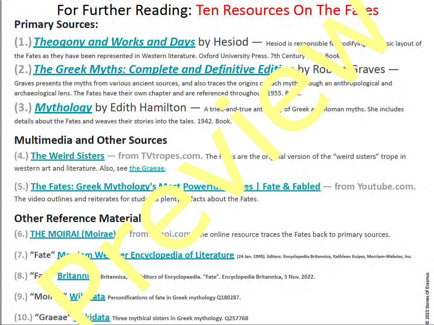 Three Fates Study Middle and High School Greek & Roman Mythology Lesson ...