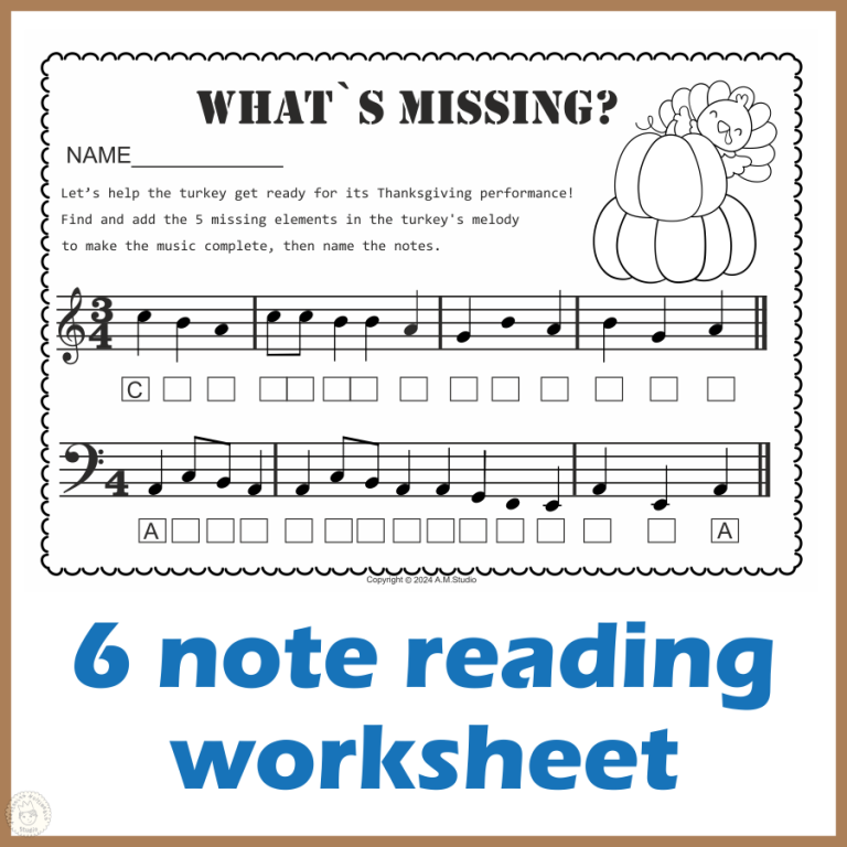 Thanksgiving Music Activities - Treble & Bass Note Names & Music ...