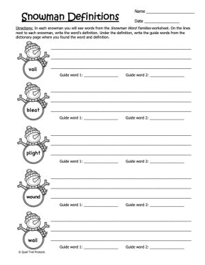 Word Families and Vocabulary ELA Worksheets | Snowman Theme | Made By ...