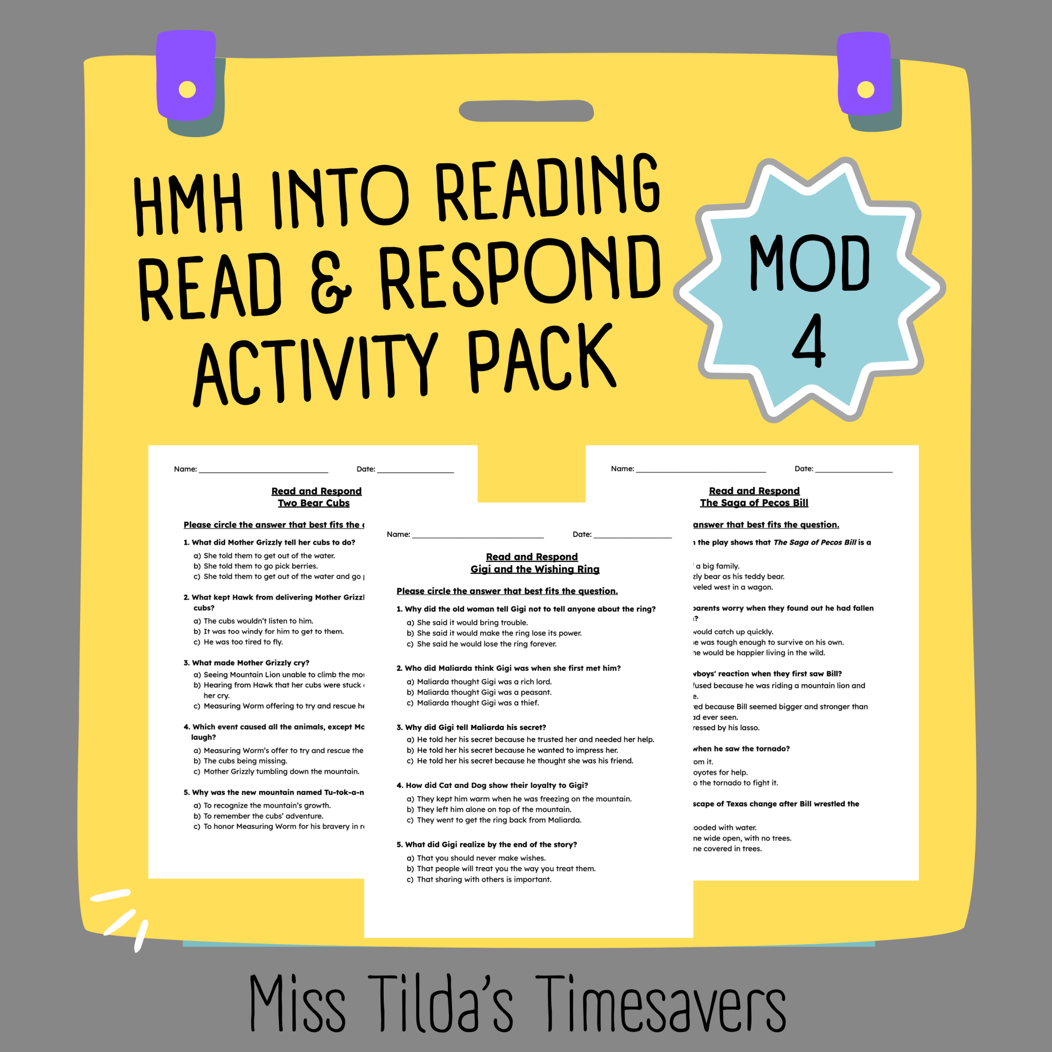 Grade 3 HMH into Reading Module 4 Review Assessments Bundle - Made By ...