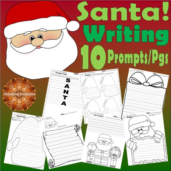 Santa Claus Christmas Writing Prompts Poetry Art NO PREP Worksheets ...