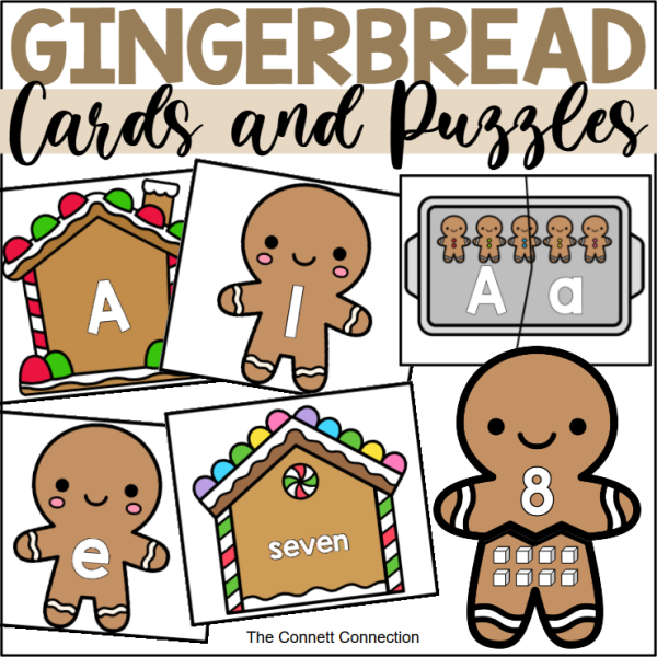 Gingerbread Alphabet and Number Flash Cards and Puzzles | Made By Teachers
