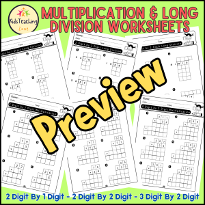 Multi Digit Multiplication and Long Division Worksheets Practice Bundle ...