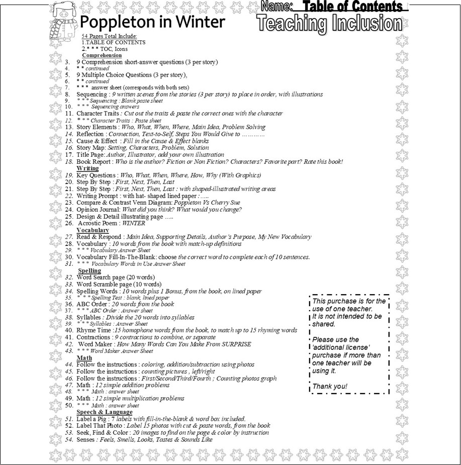 Poppleton in Winter Read Aloud Book Study Companion Reading ...