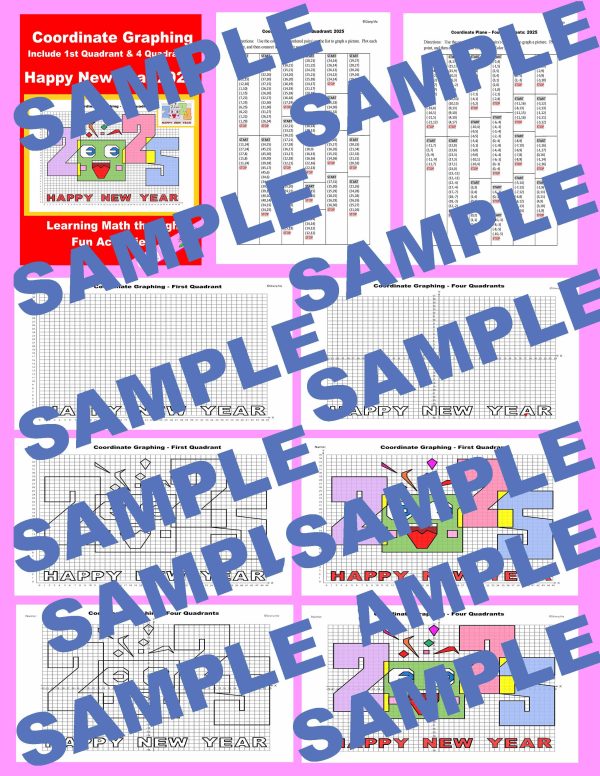 Happy New Year Coordinate Graphing Picture: 2025 (II) | Made By Teachers