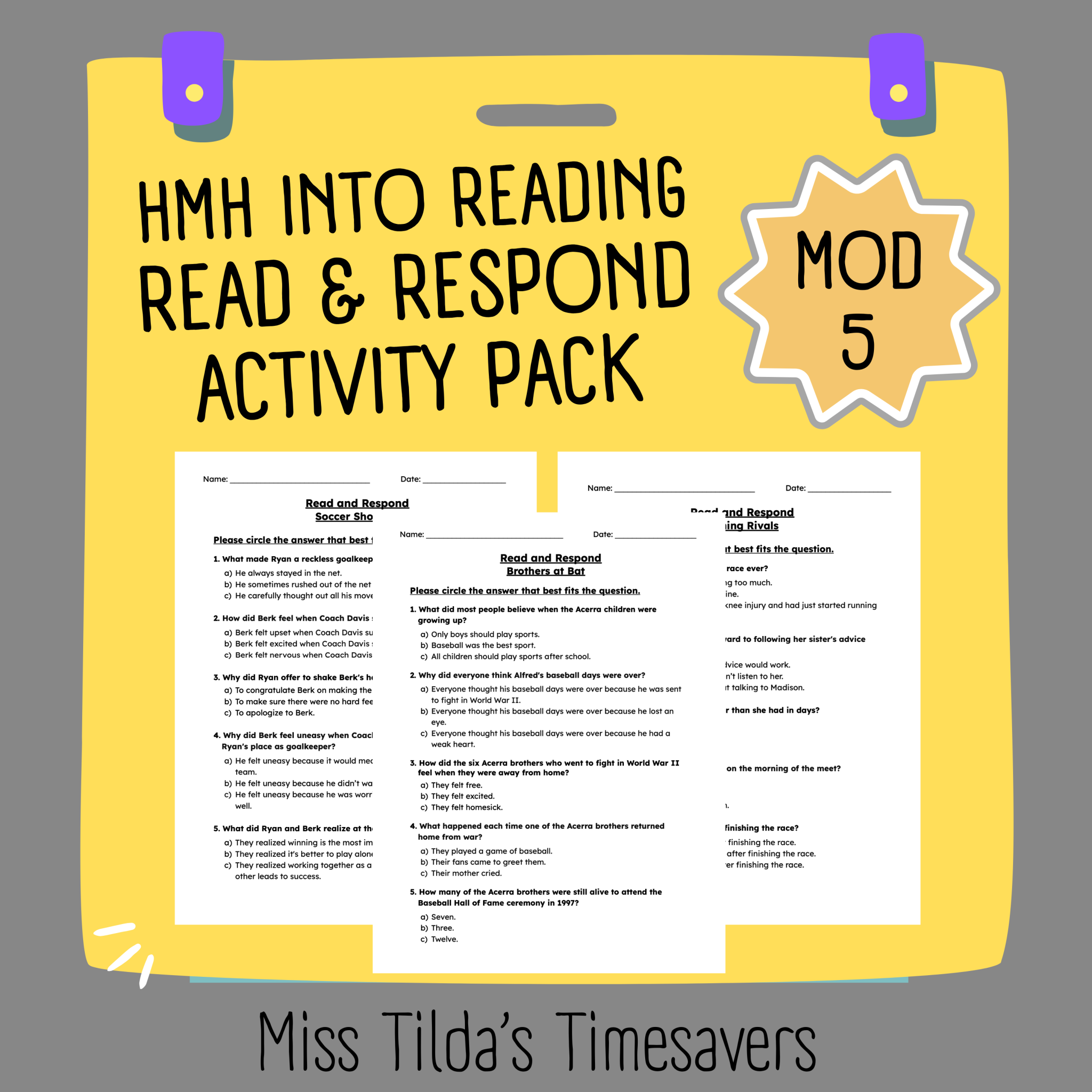 Grade 3 HMH into Reading Module 5 Review Assessments Bundle | Made By ...