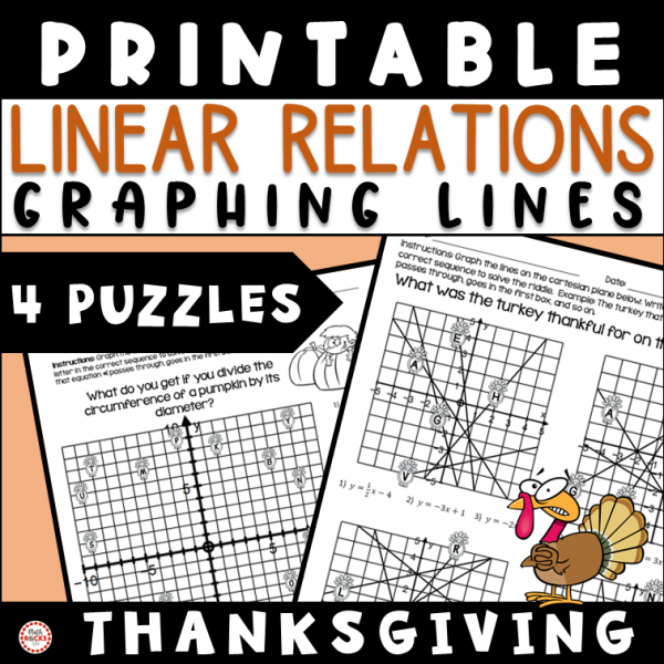 Graphing Linear Equations Thanksgiving Math Puzzle Activity Worksheet ...