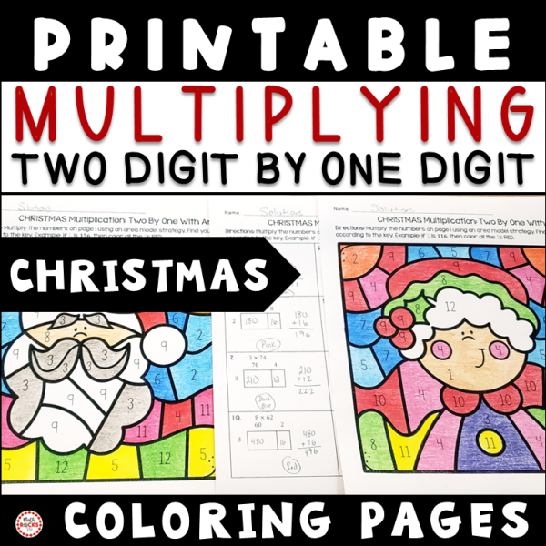 Christmas Area Model Multiplication Two Digit By One Digit Color By ...
