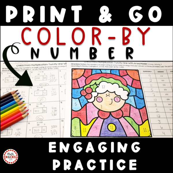 Christmas Area Model Multiplication Two Digit By One Digit Color By ...